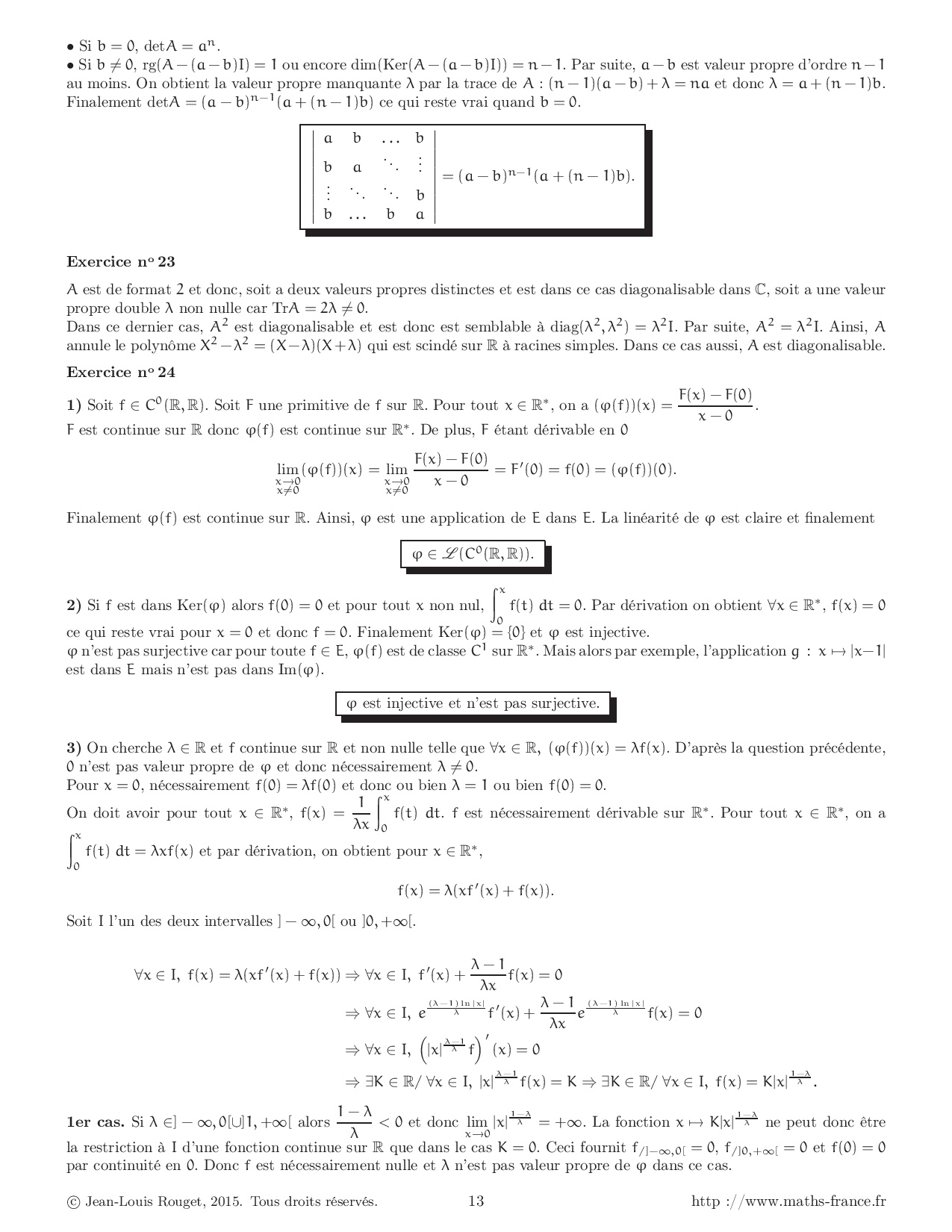 Corrigés Exercices Réduction des endomorphismes et des matrices carrées ...