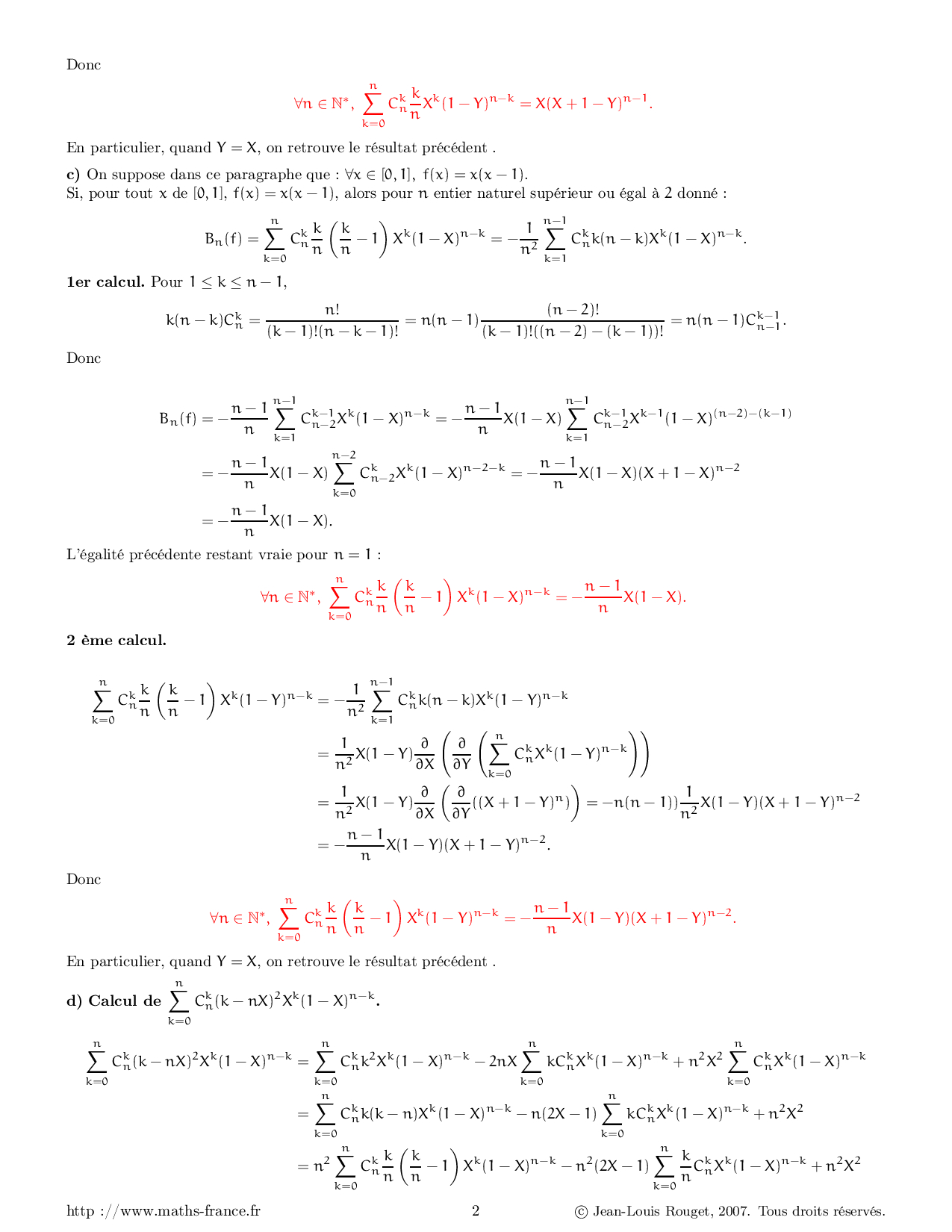 Polynômes de Bernstein - AlloSchool