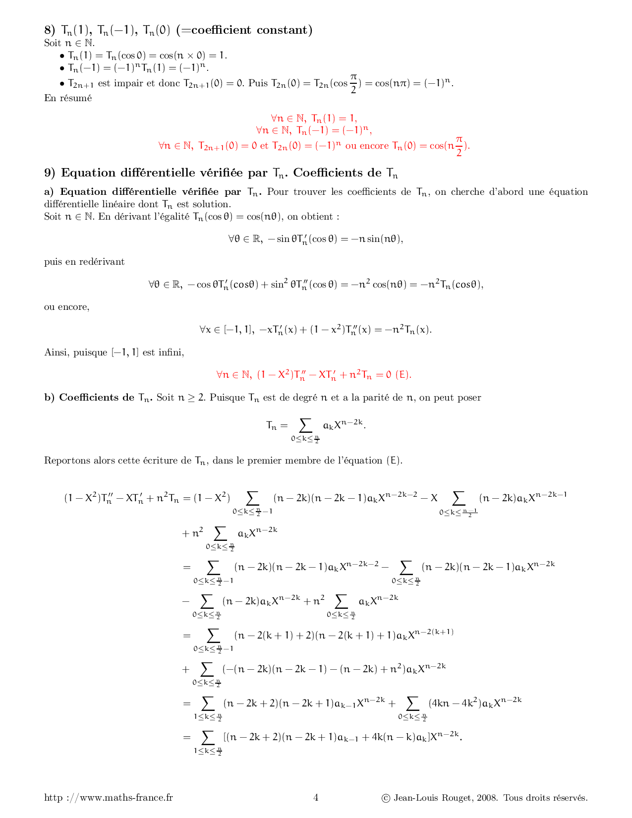 Polynômes de Tchebychev - AlloSchool