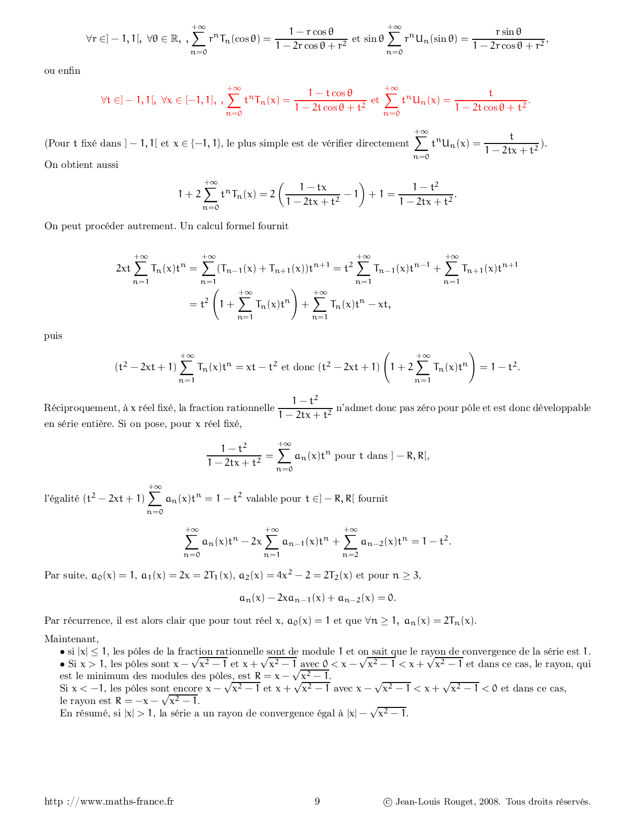 Polynômes de Tchebychev - AlloSchool