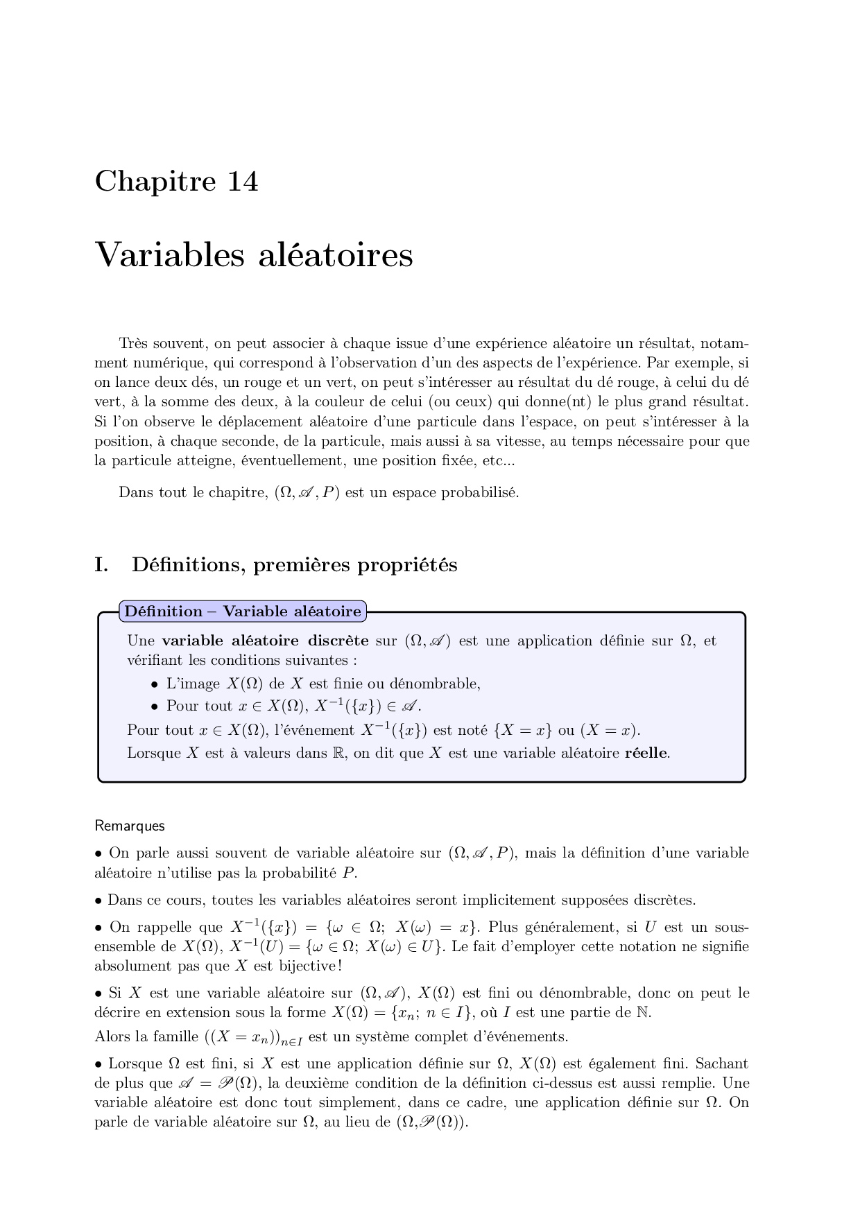 Variables aléatoires : Cours - AlloSchool