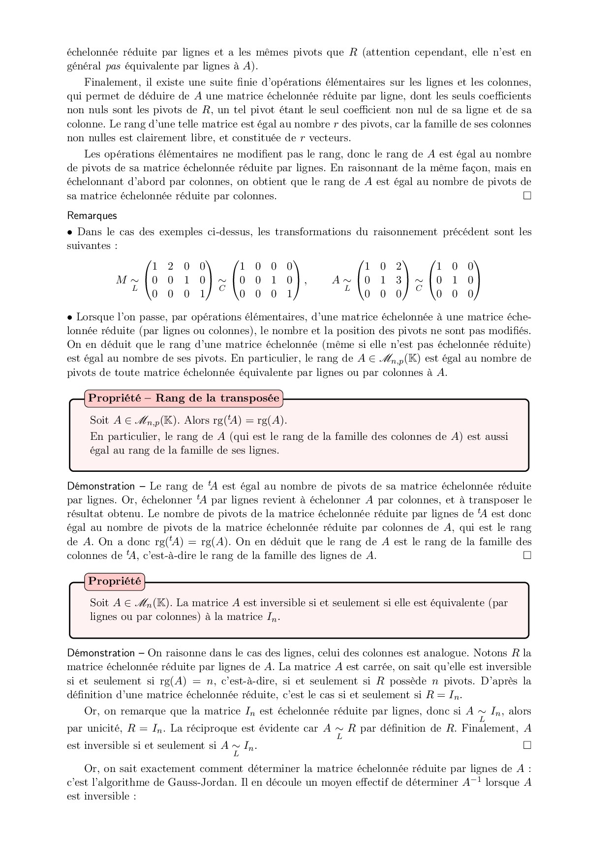 Les matrices : Cours - AlloSchool