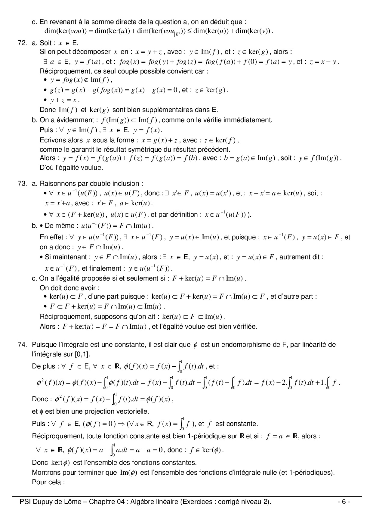 Algèbre linéaire : Corrigé niveau 2 - AlloSchool