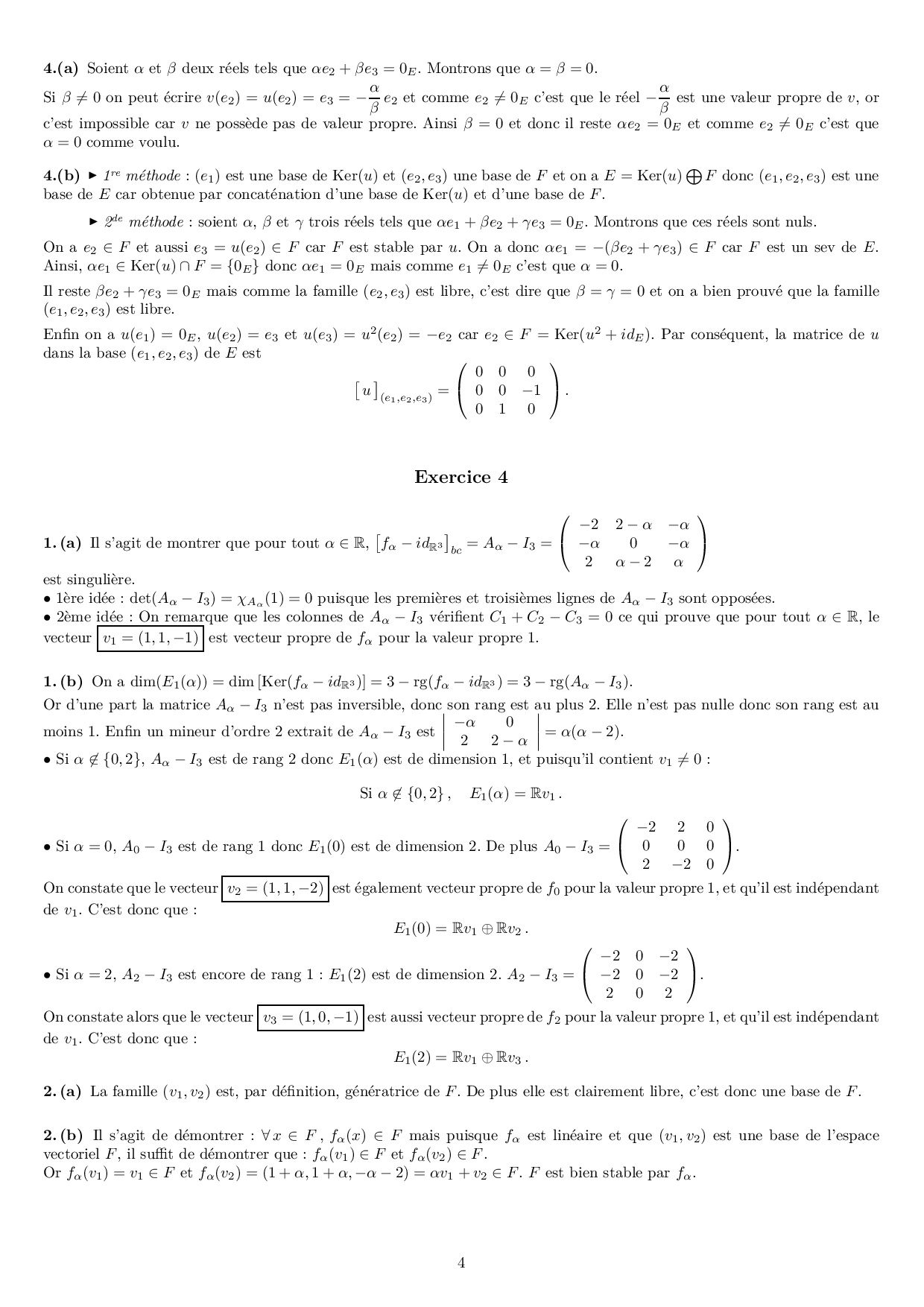 Réduction des endomorphismes : Corrigé - AlloSchool