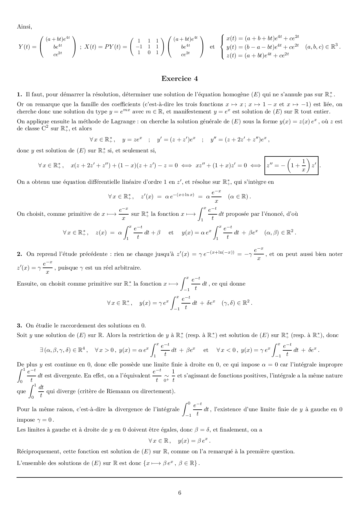 Equations différentielles linéaires : Corrigé - AlloSchool