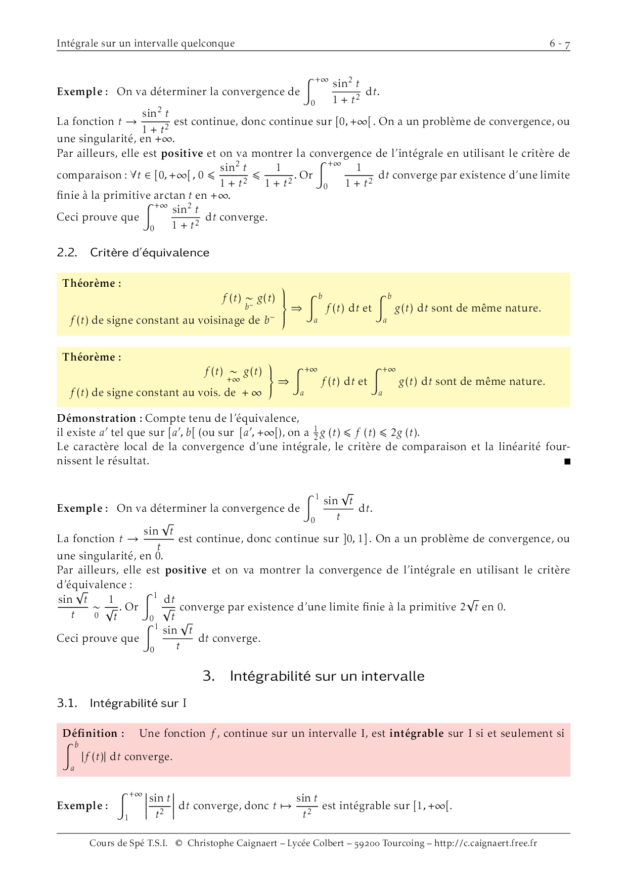 Cours Intégrale sur un intervalle quelconque - AlloSchool