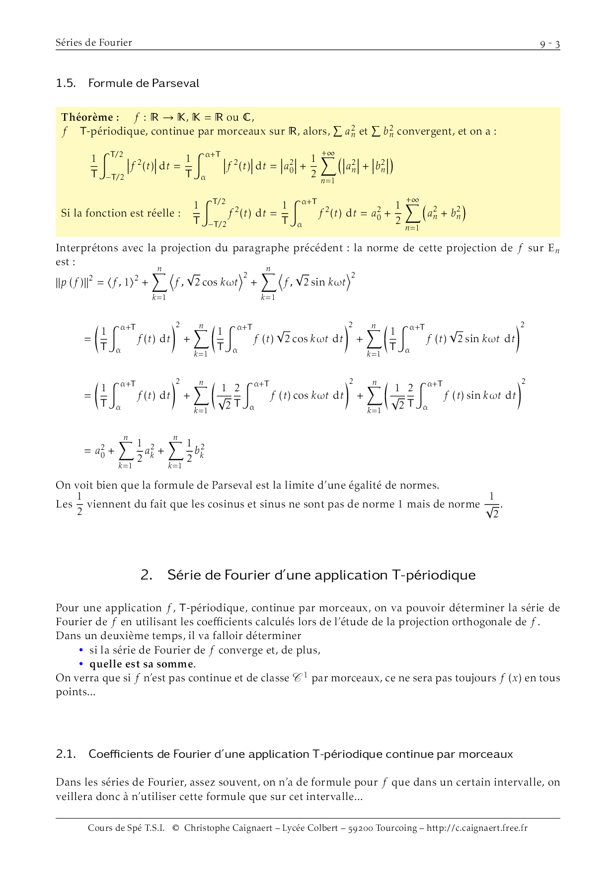 Cours Séries de Fourier - AlloSchool