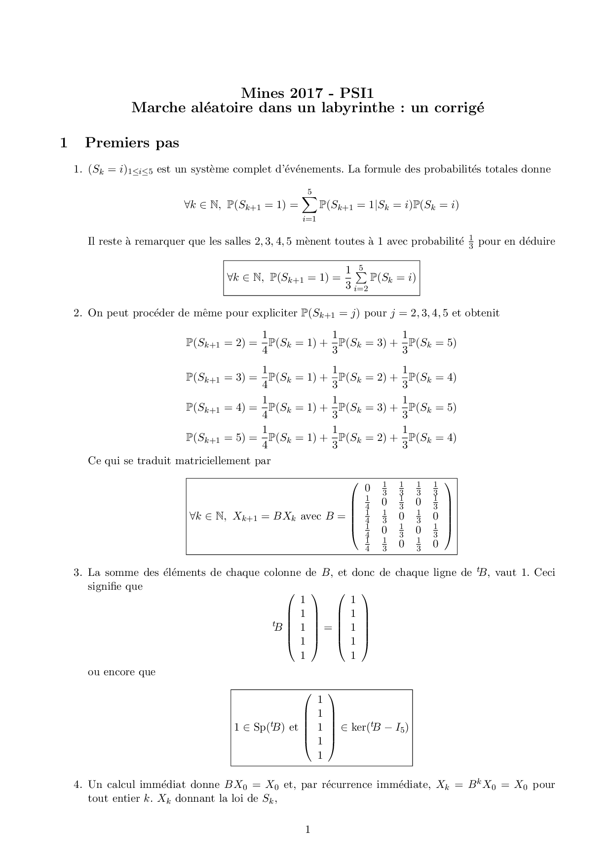 Mines-Ponts PSI 2017 Maths 1 Corrigé - AlloSchool