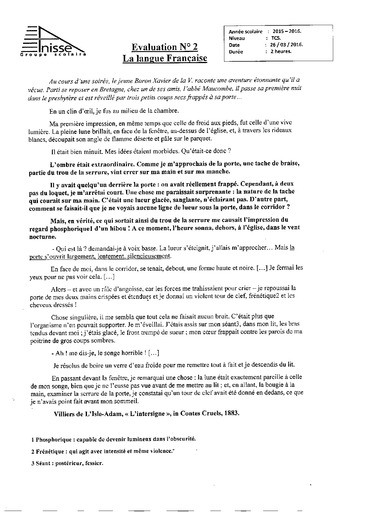 Devoir 1 Modèle 4 - Français Tronc commun Semestre 2 - AlloSchool