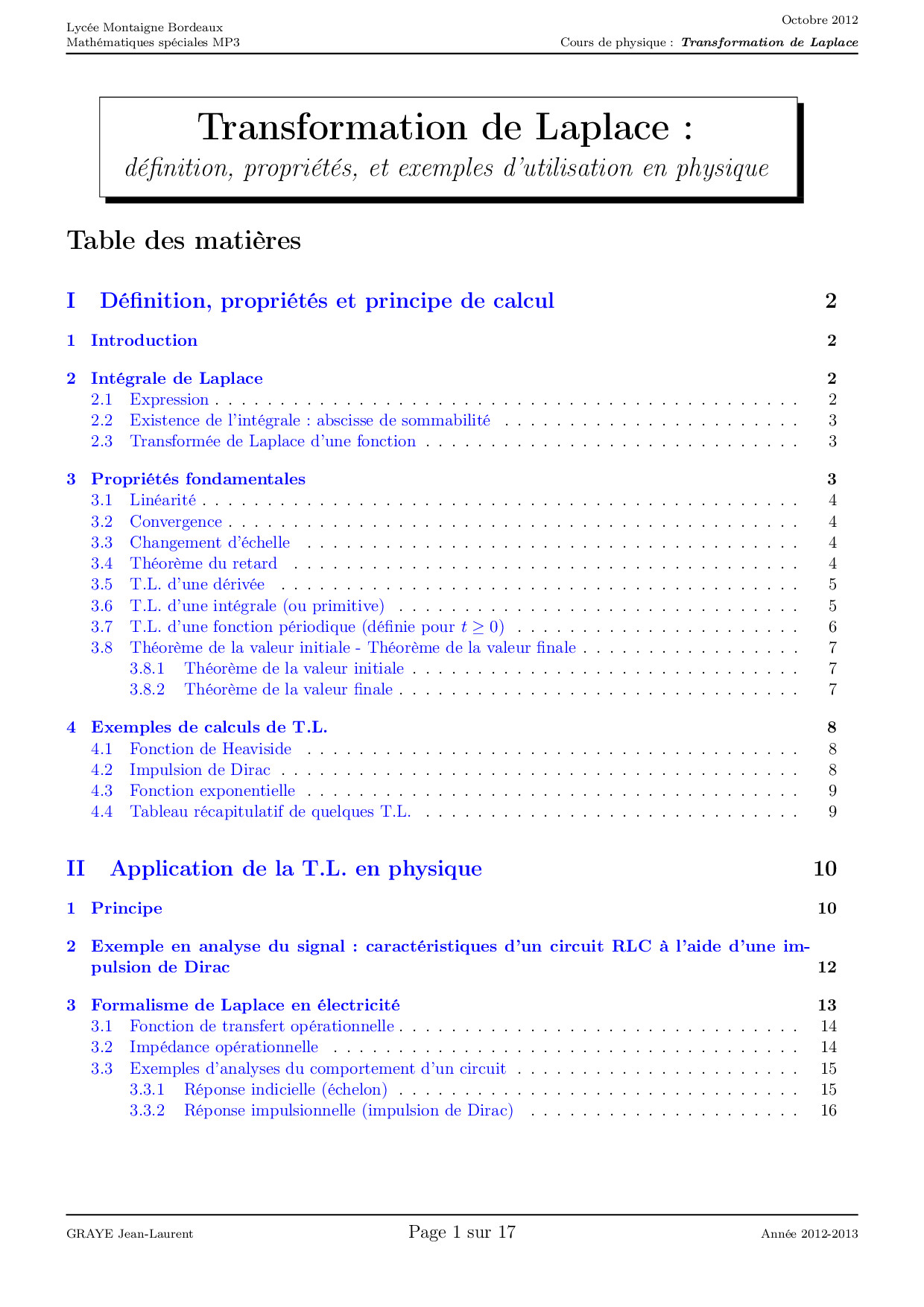 Transformation de Laplace - définition, propriétés, et exemples d ...