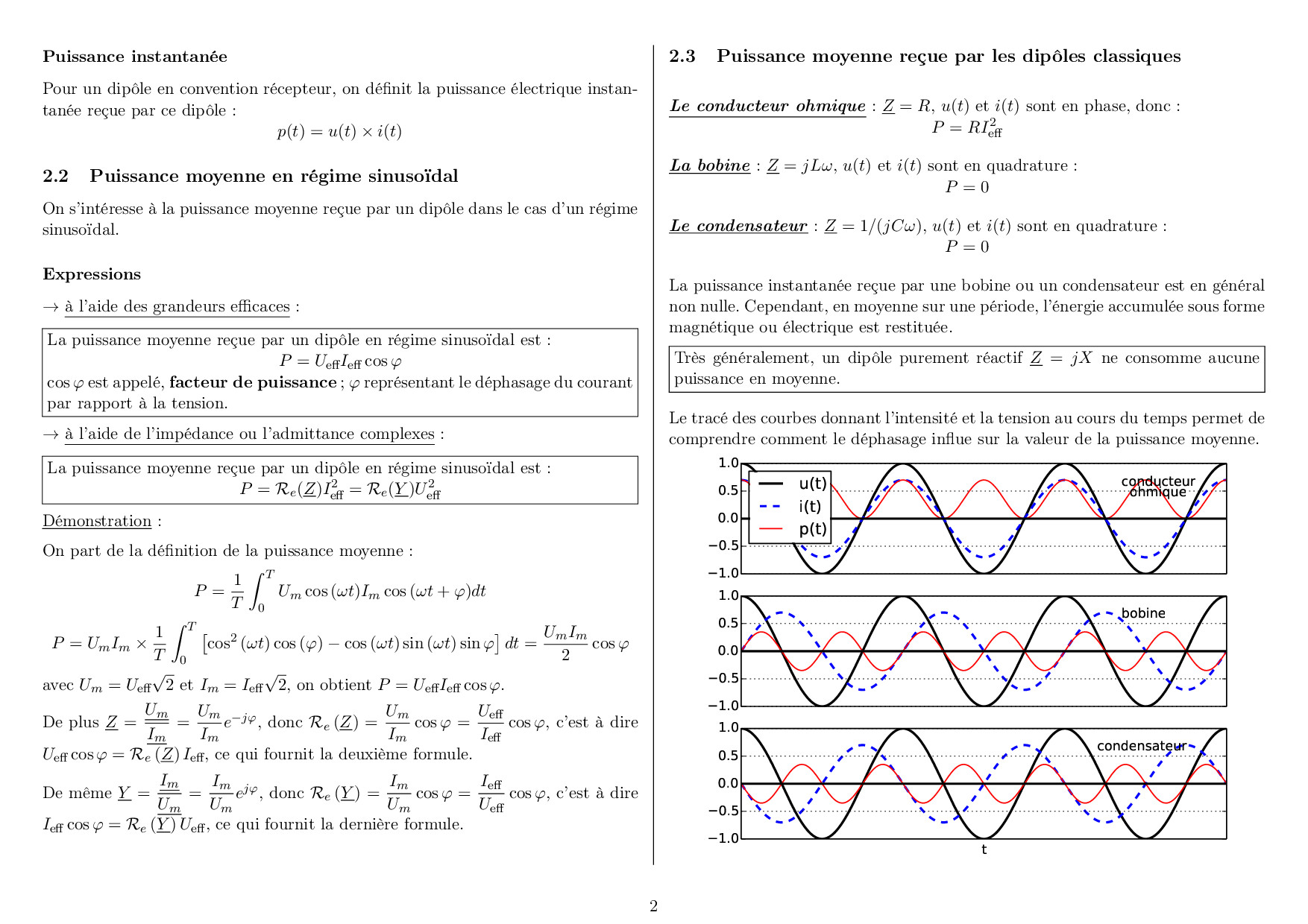 Puissance électrique en régime sinusoïdal et transformateur - Cours - AlloSchool