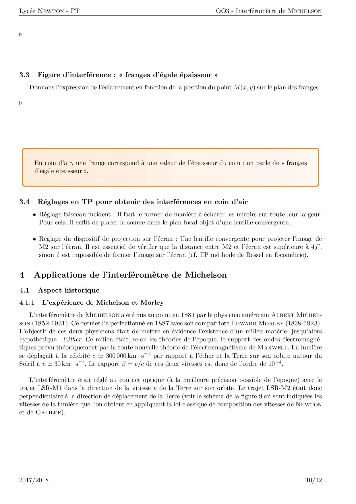 Interféromètre de Michelson - Cours - AlloSchool