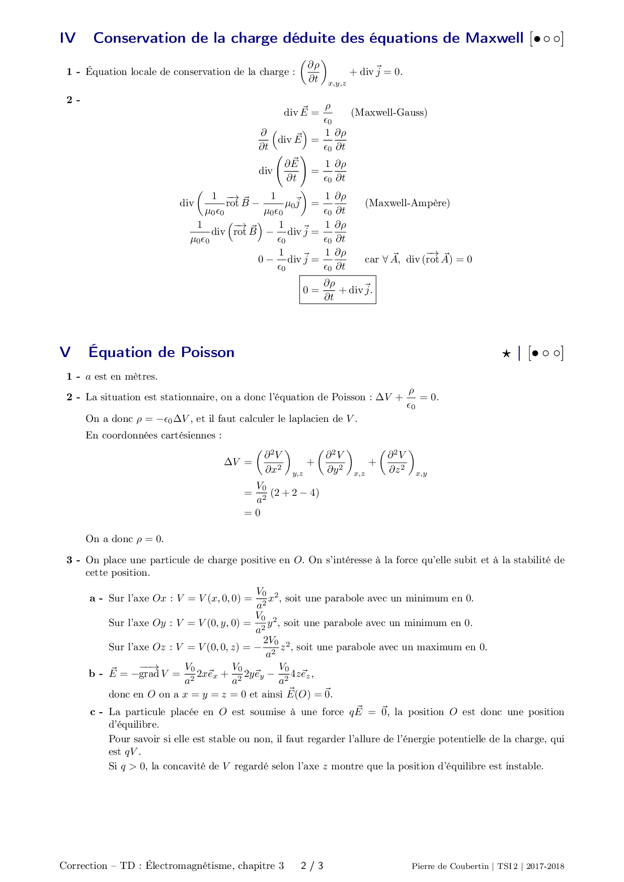 Formulation de l'électromagnétisme - Equations de Maxwell - Corrigés ...