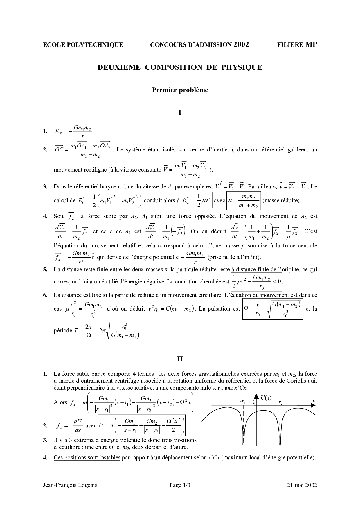 X-ENS MP 2002 Physique 2 Corrigé - AlloSchool