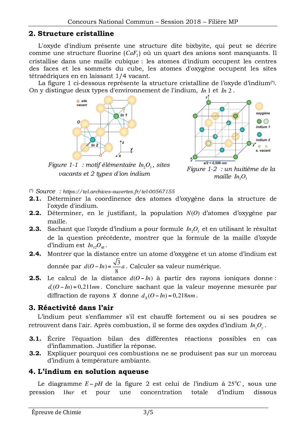 CNC MP 2018 Chimie Epreuve - AlloSchool