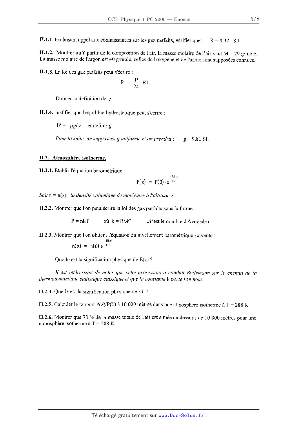 CCP 2000 PC Physique 1 Epreuve - AlloSchool