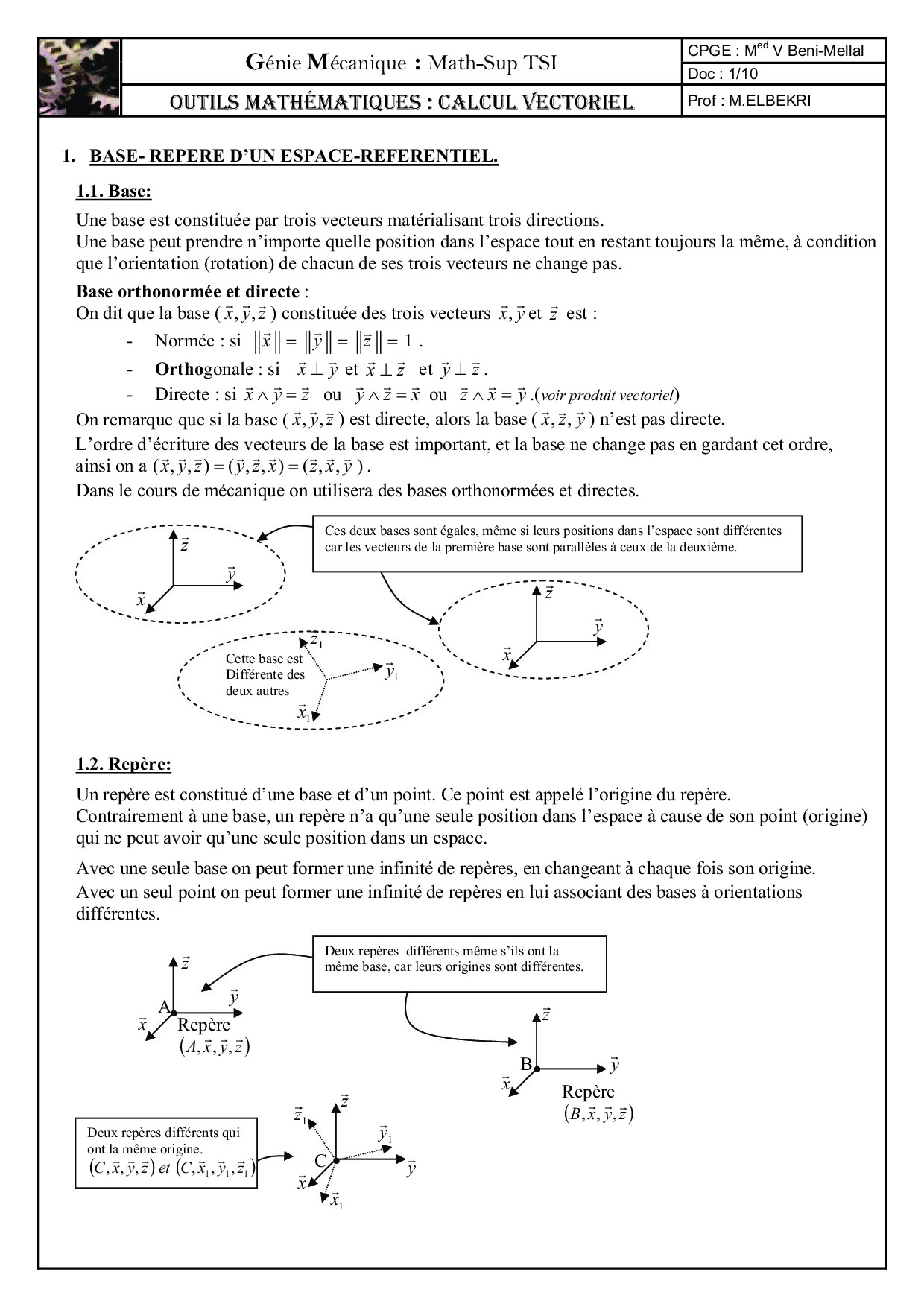 Cours 070 - Outils Mathématiques & Calcul vectoriel - AlloSchool