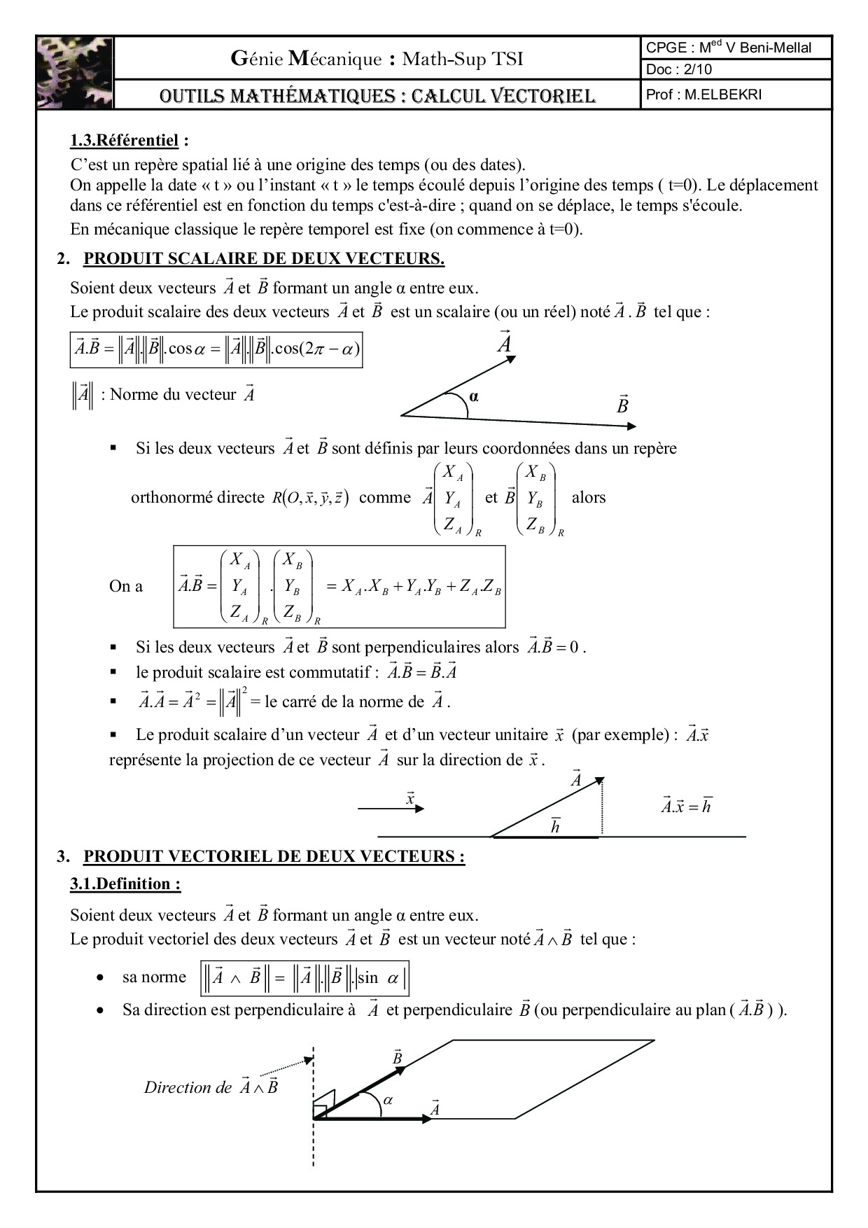 Cours 070 - Outils Mathématiques & Calcul vectoriel - AlloSchool