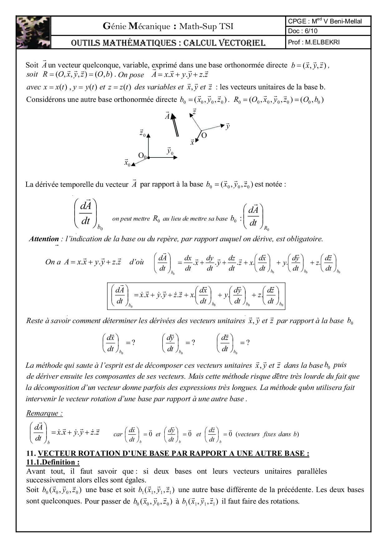 Cours 070 - Outils Mathématiques & Calcul vectoriel - AlloSchool