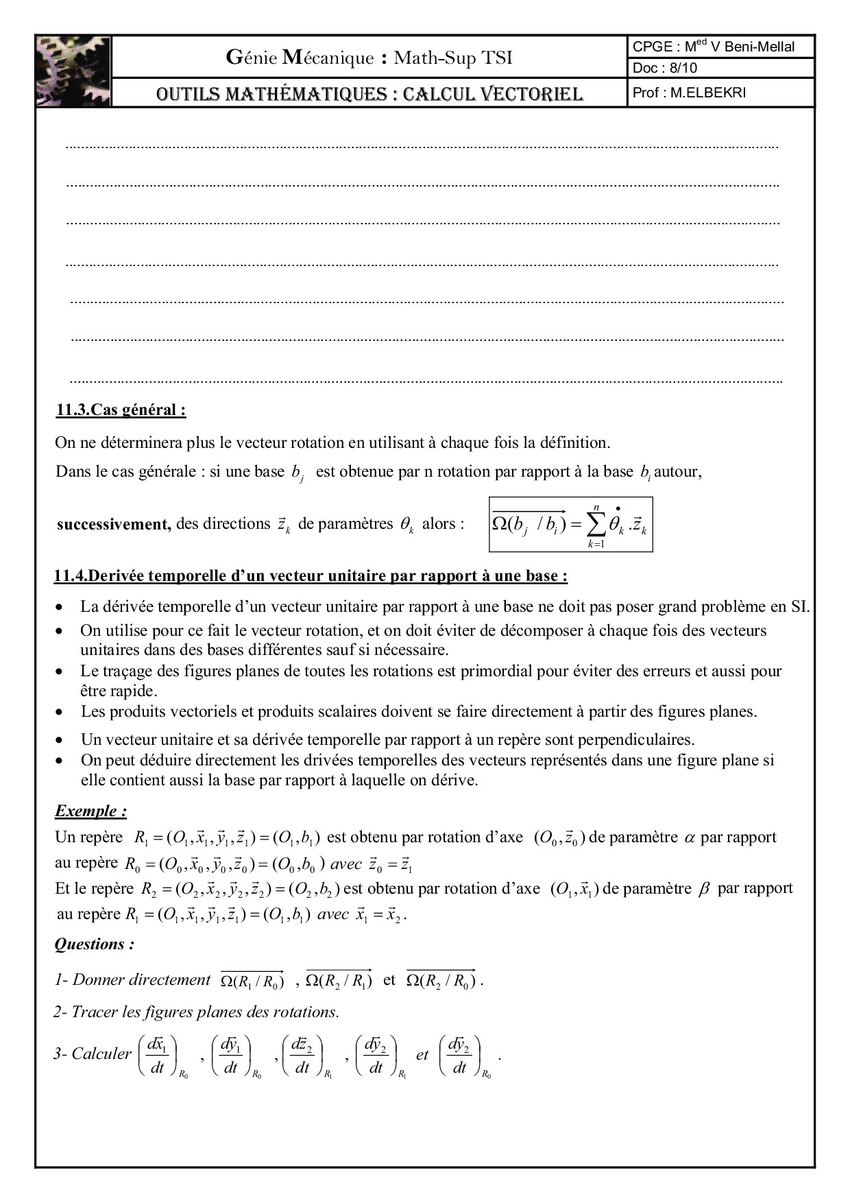 Cours 070 - Outils Mathématiques & Calcul vectoriel - AlloSchool