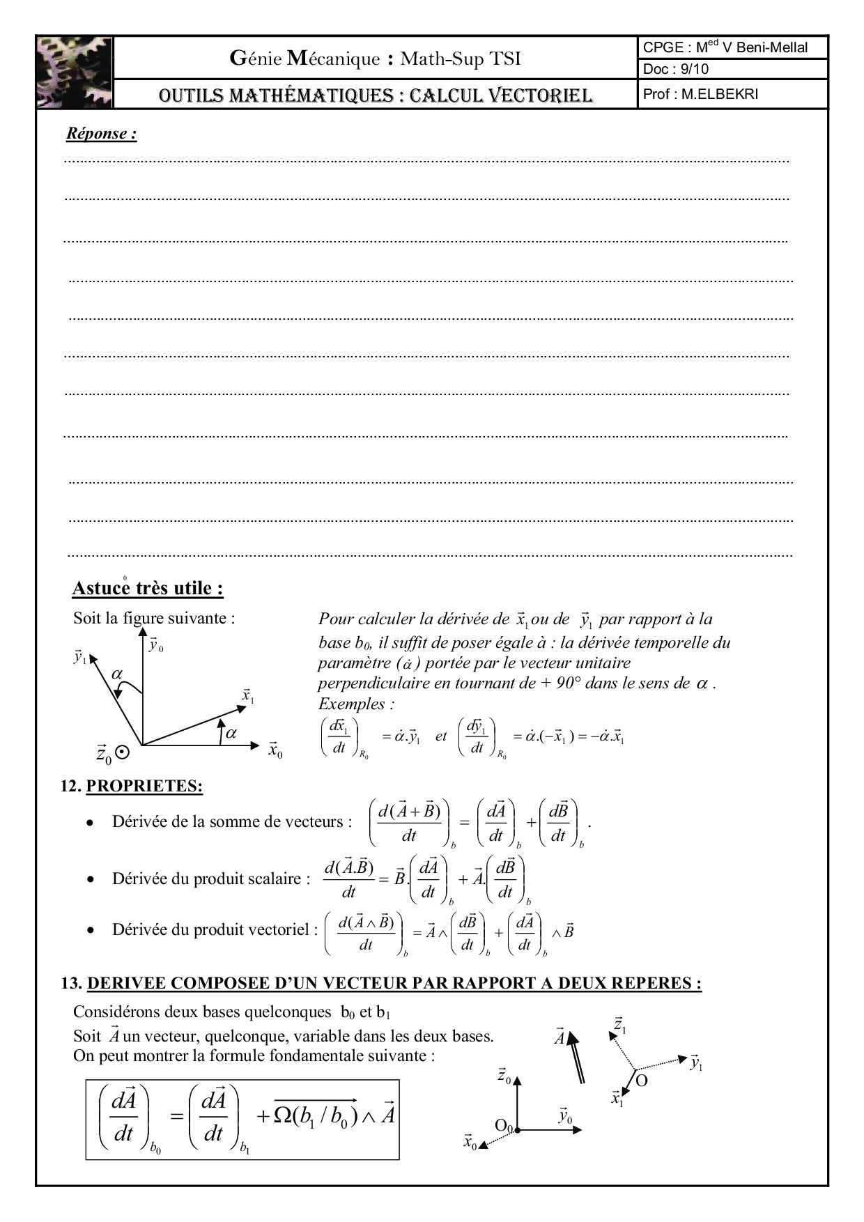 Cours 070 - Outils Mathématiques & Calcul vectoriel - AlloSchool