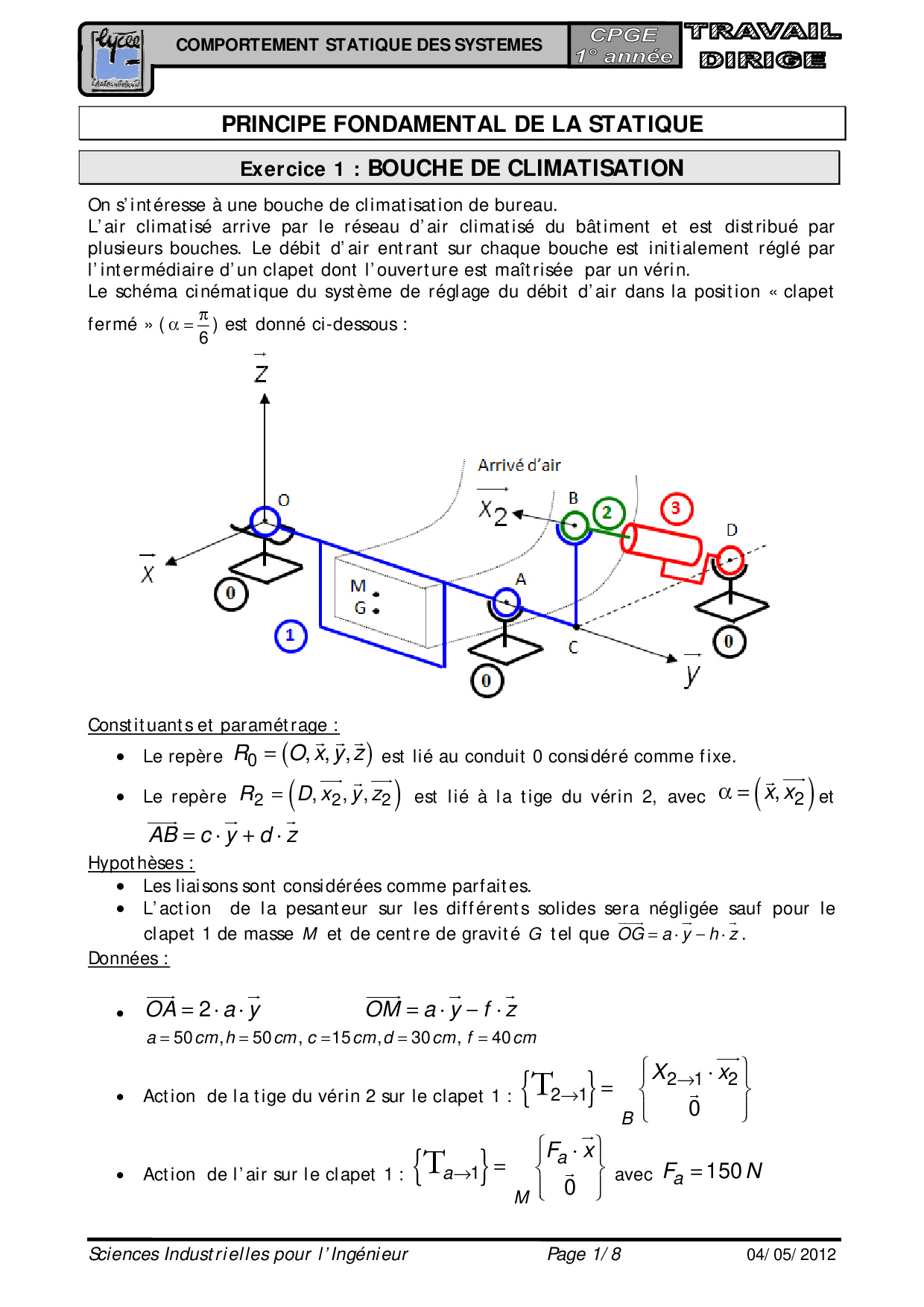 TD 24 - Comportement statique des systèmes - AlloSchool