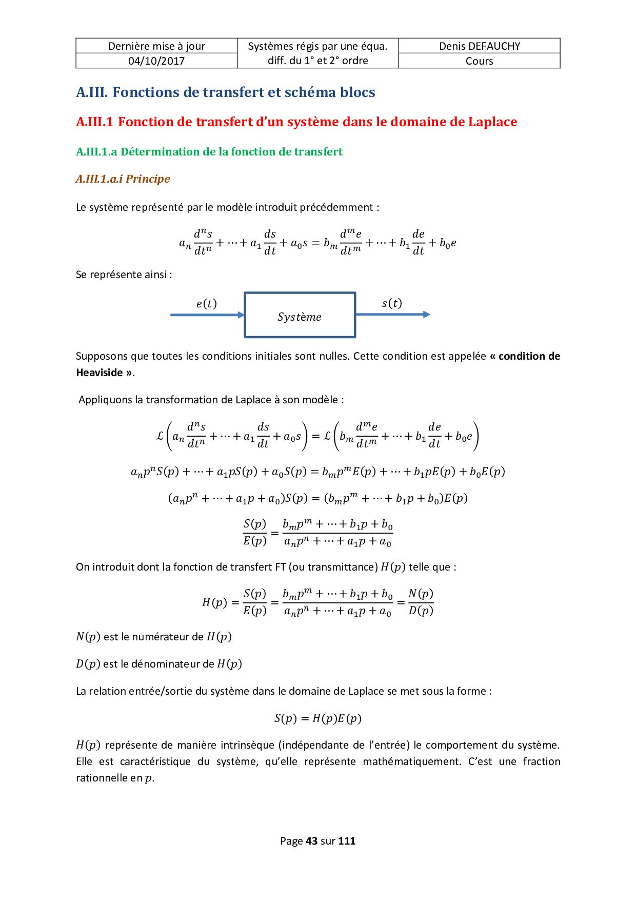 Cours : Fonctions de transfert et schéma blocs - AlloSchool