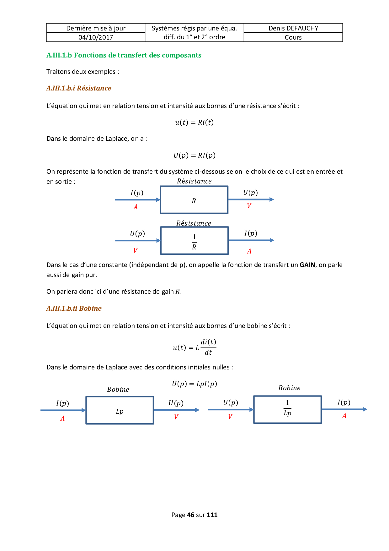 Cours : Fonctions de transfert et schéma blocs - AlloSchool