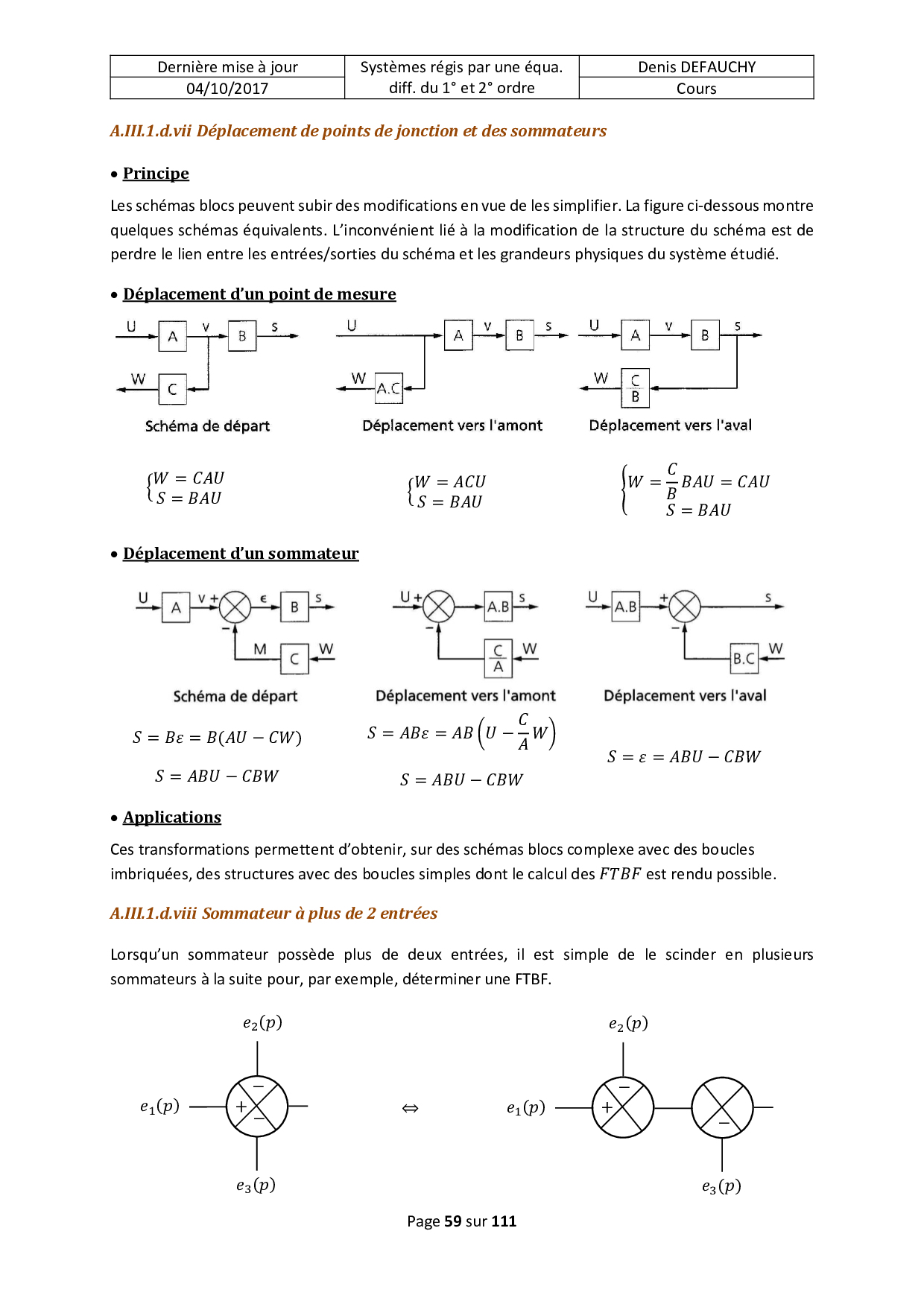 Cours : Fonctions de transfert et schéma blocs - AlloSchool