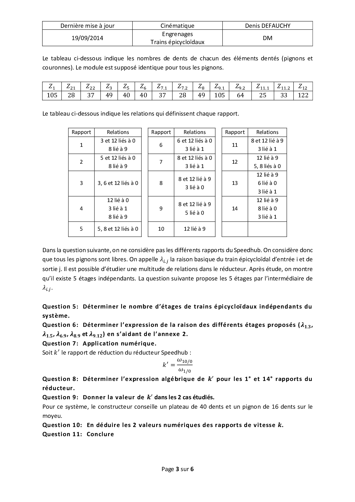 Devoir : Boîte de vitesse de vélo - AlloSchool