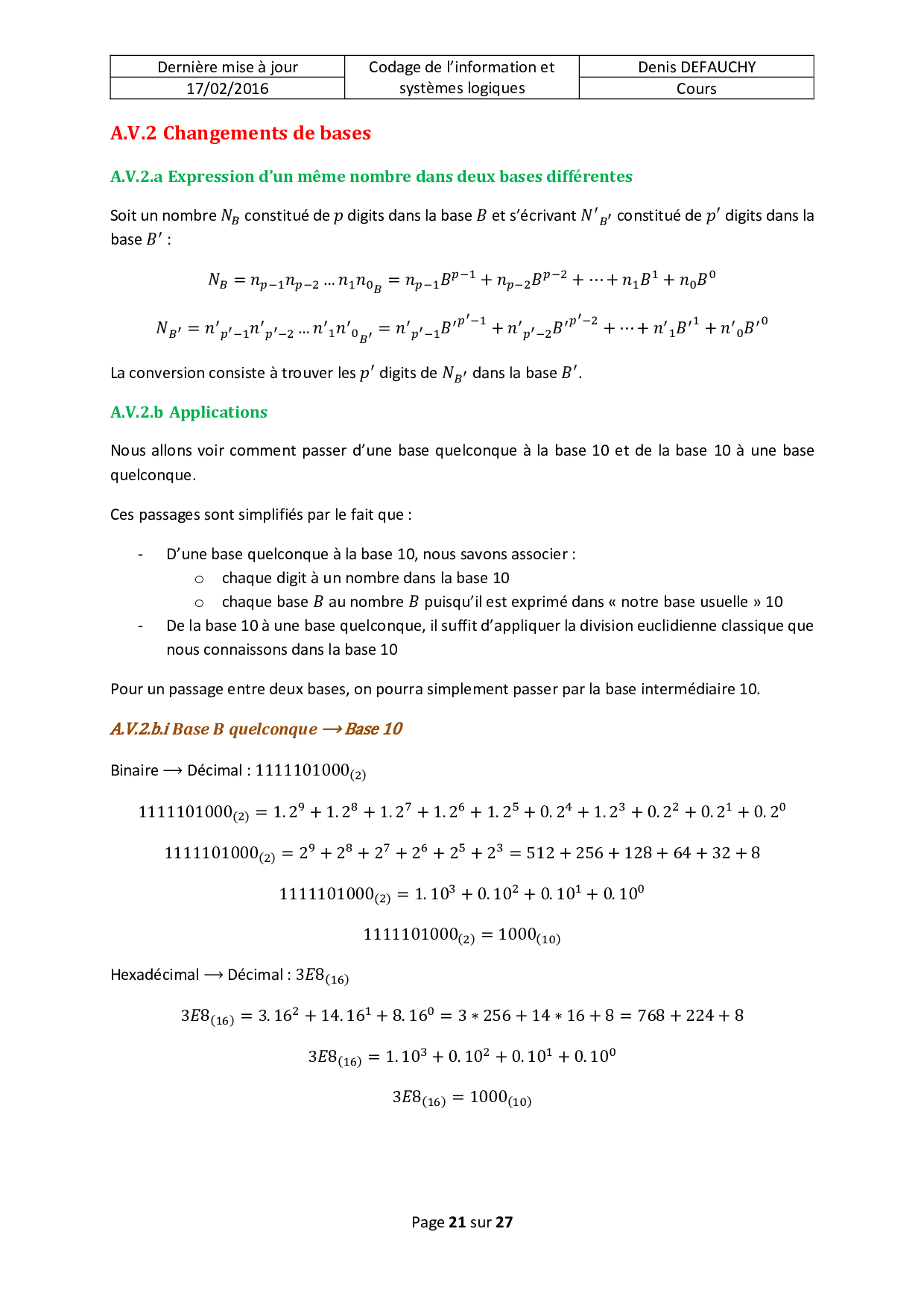 Cours : Codage de l’information - AlloSchool