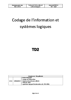 TD2 : Transcodeur Gray - Binaire - AlloSchool