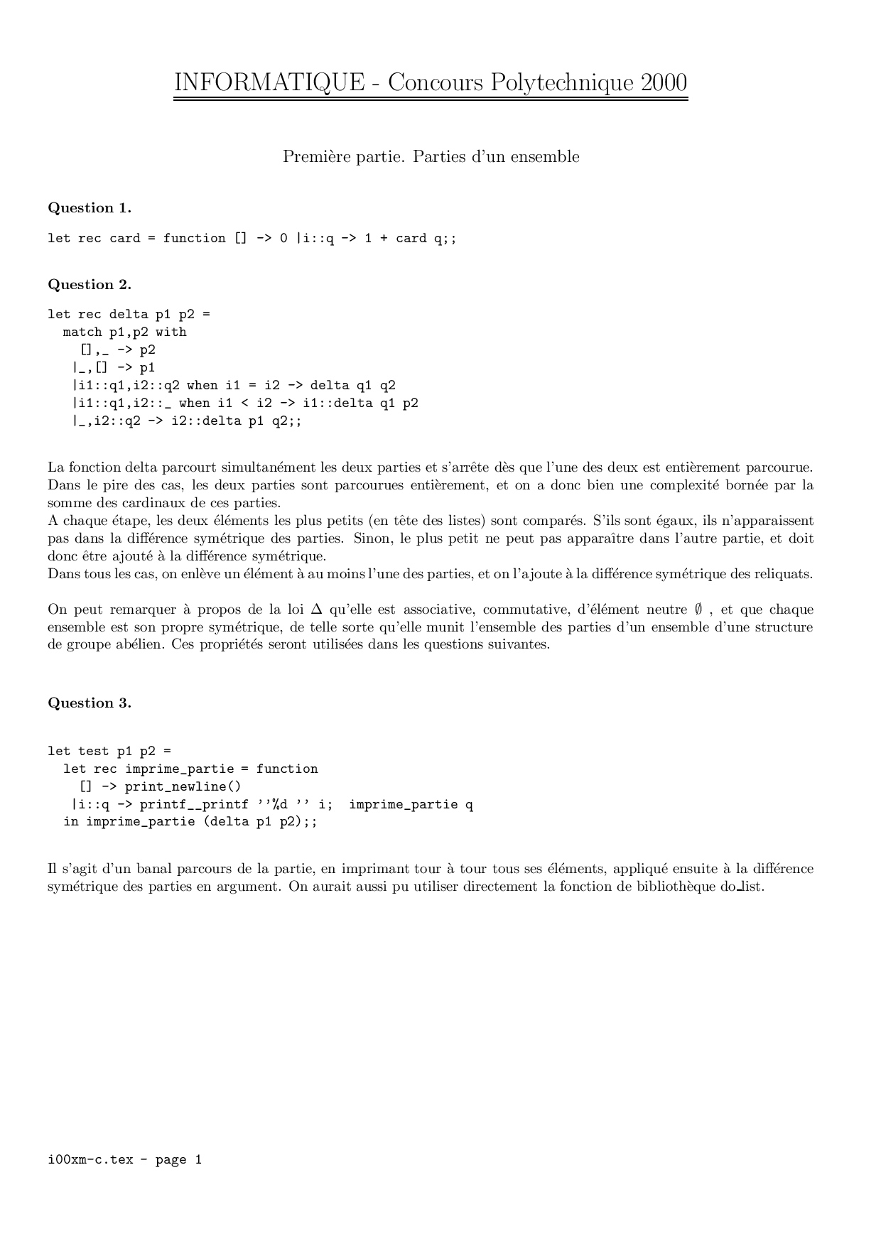 X-ENS informatique 2000 MP Corrigé - AlloSchool