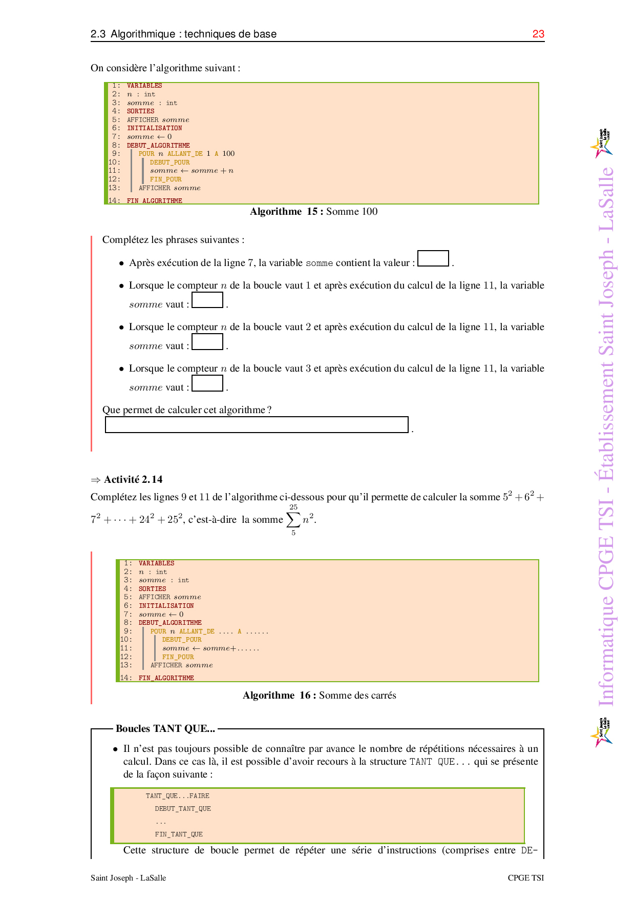Algorithmique (Introduction) - AlloSchool
