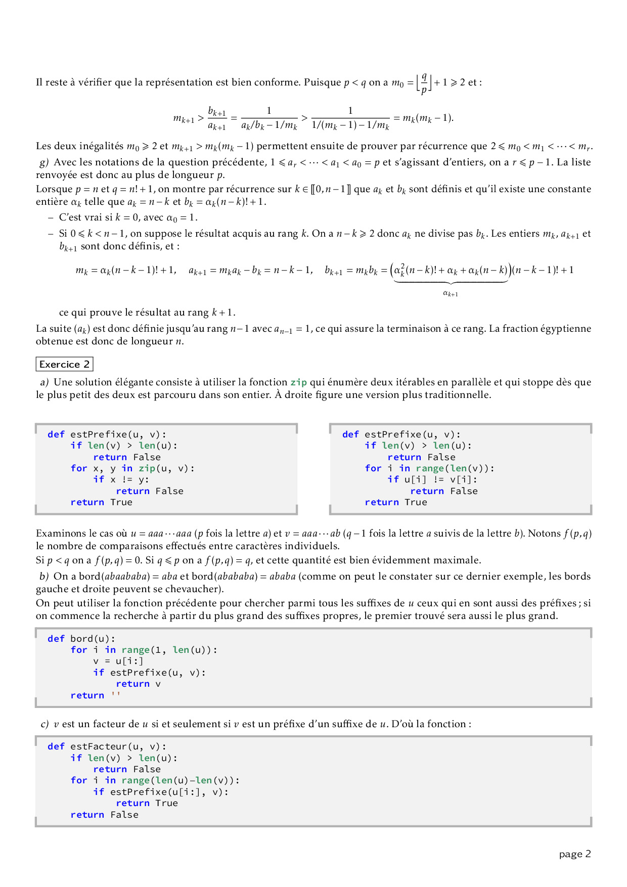 Devoir 1 : Algorithmique : Corrigé - AlloSchool