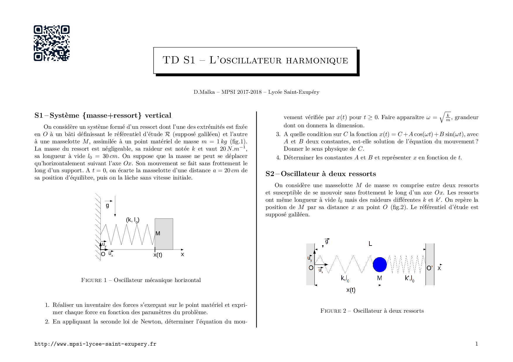 Modèle de l'oscillateur harmonique : Exercices - AlloSchool