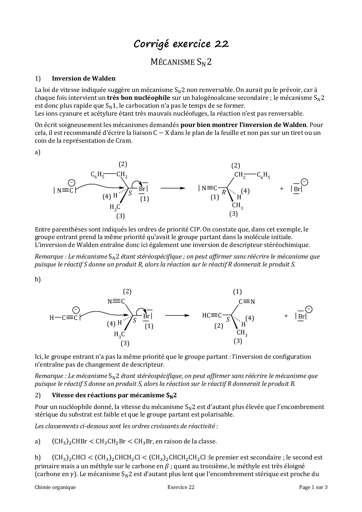 Corrigé exercices 22-27 (Chimie organique) - AlloSchool