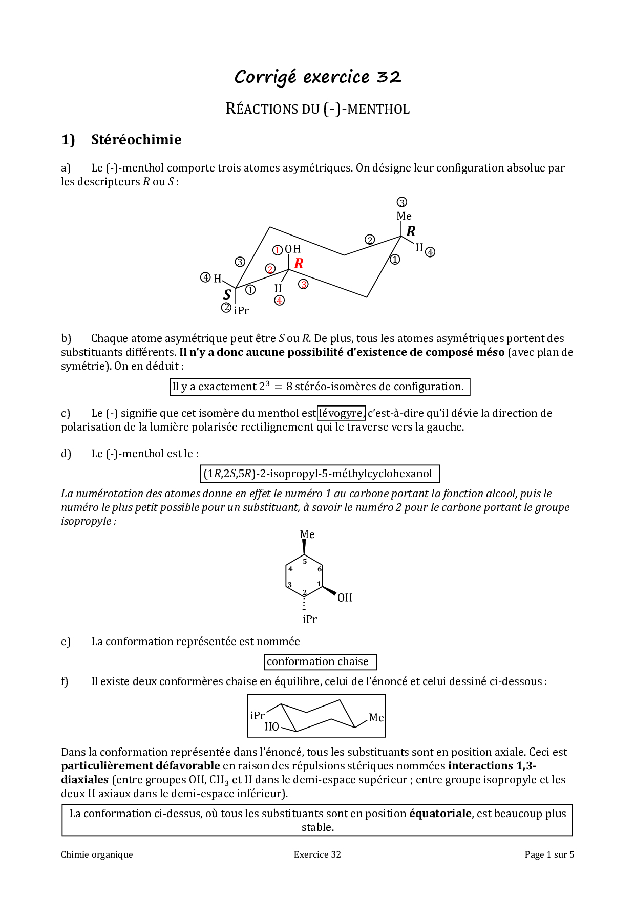 Corrigé exercices 28-32 (Chimie organique) - AlloSchool