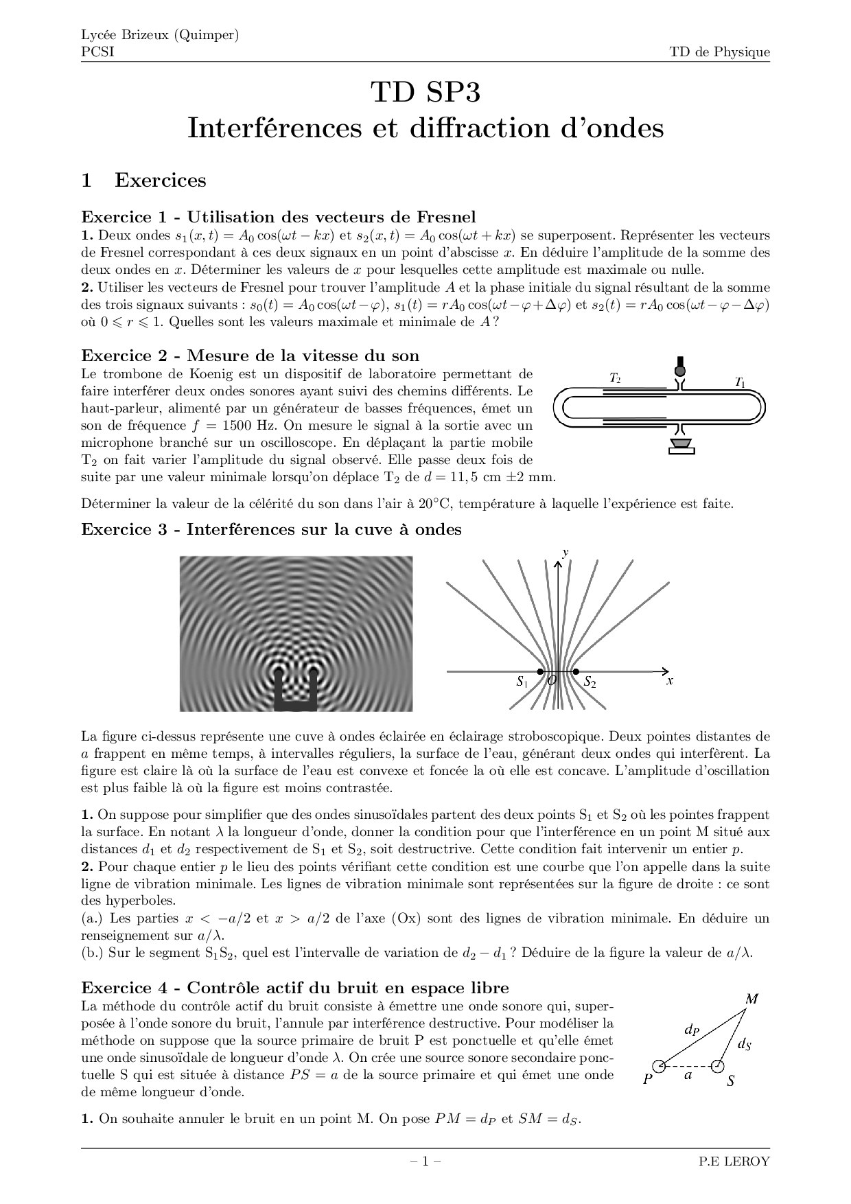 TD SP3 - Interférences et diffraction d'ondes - AlloSchool