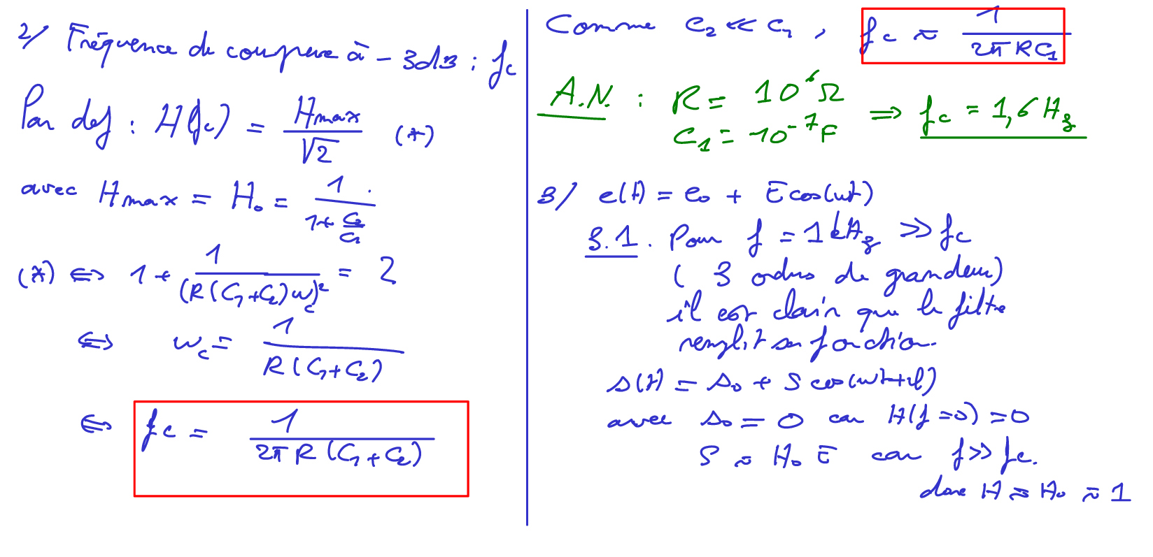 Filtrage analogique linéaire : Corrigés - AlloSchool