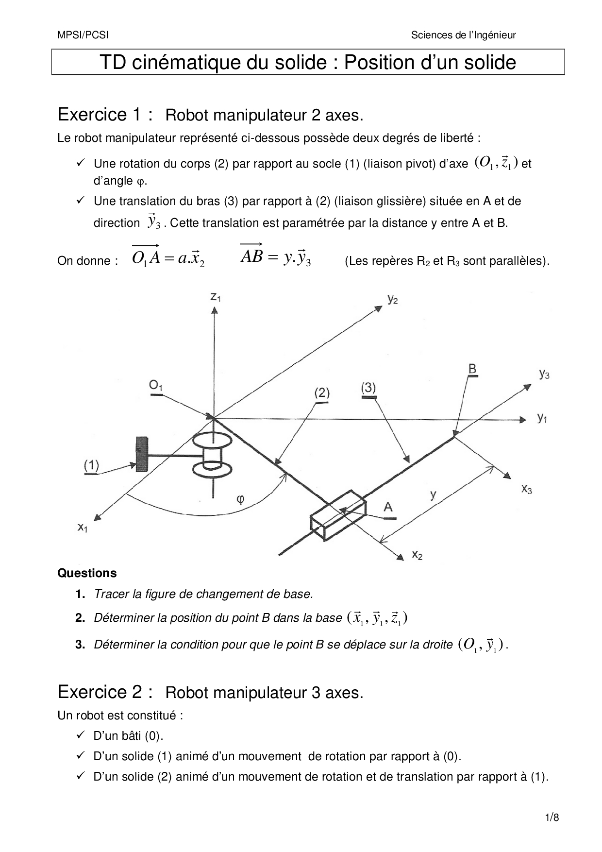Position d’un solide : Enoncé - AlloSchool