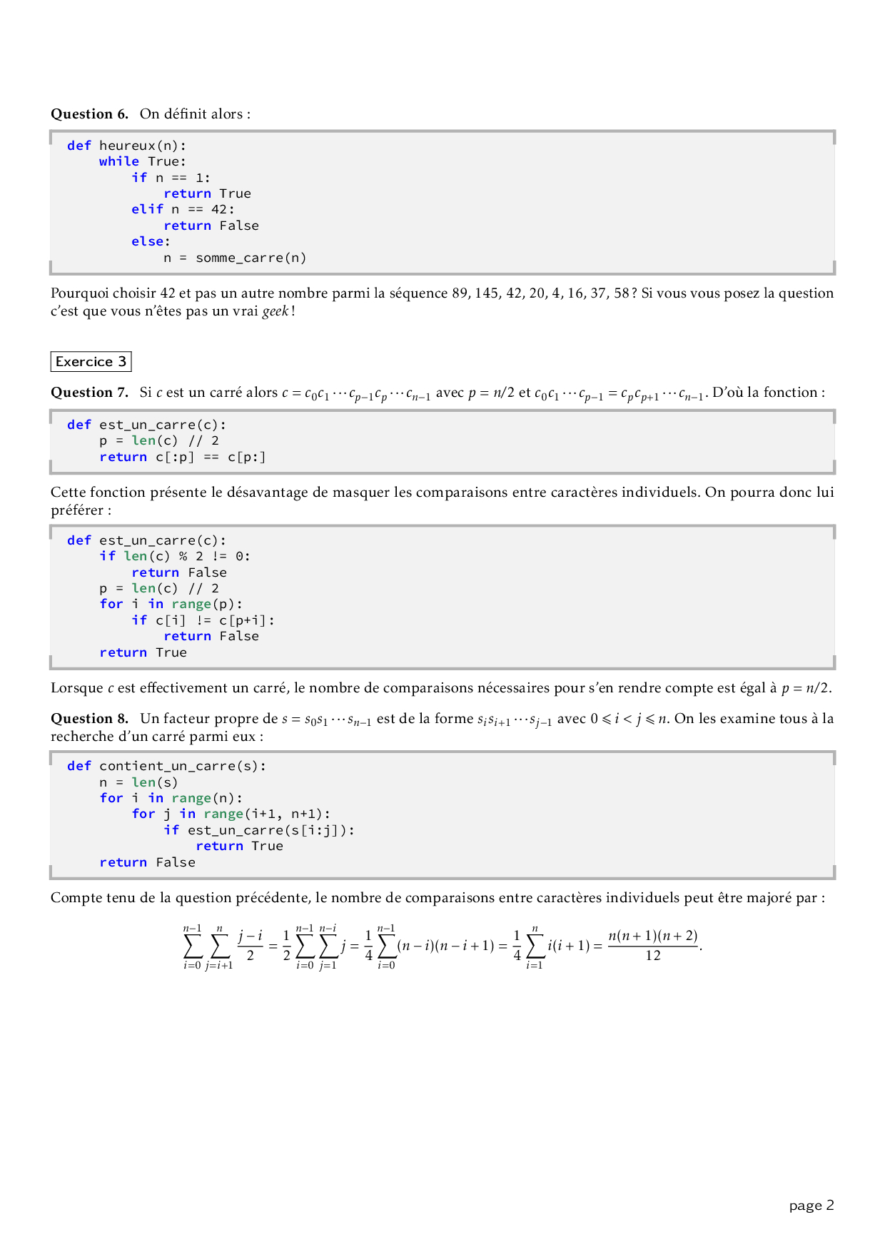 Devoir 5 : Algorithmique : Corrigé - AlloSchool