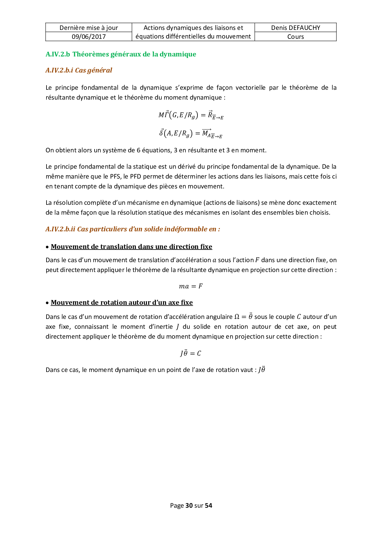 Cours : Principe fondamentale de la dynamique - AlloSchool