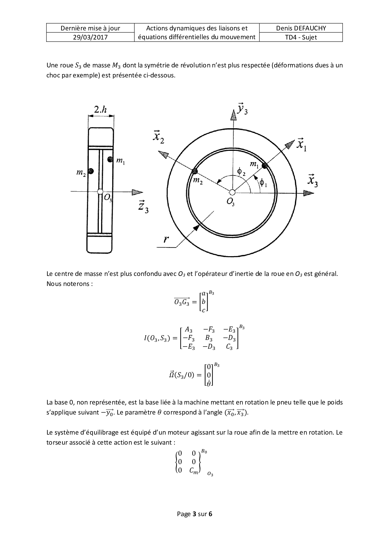 TD4 : Principe Fondamental de la Dynamique (Equilibrage d'une roue de ...
