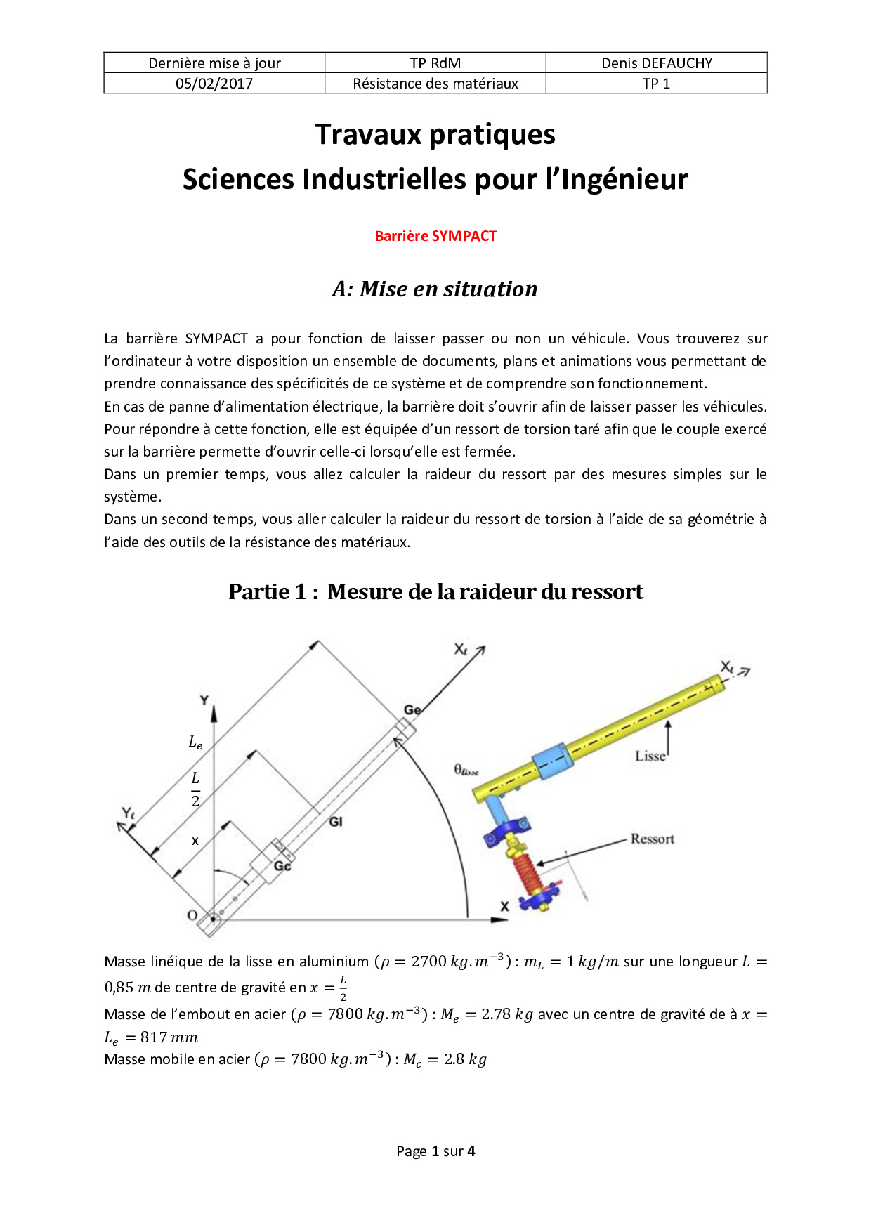 TP1 : Raideur en torsion (Barrière SYMPACT) - AlloSchool