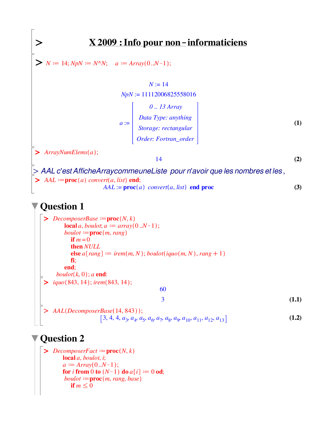 X-ENS Informatique 2009 MP-PC - Corrigé - AlloSchool