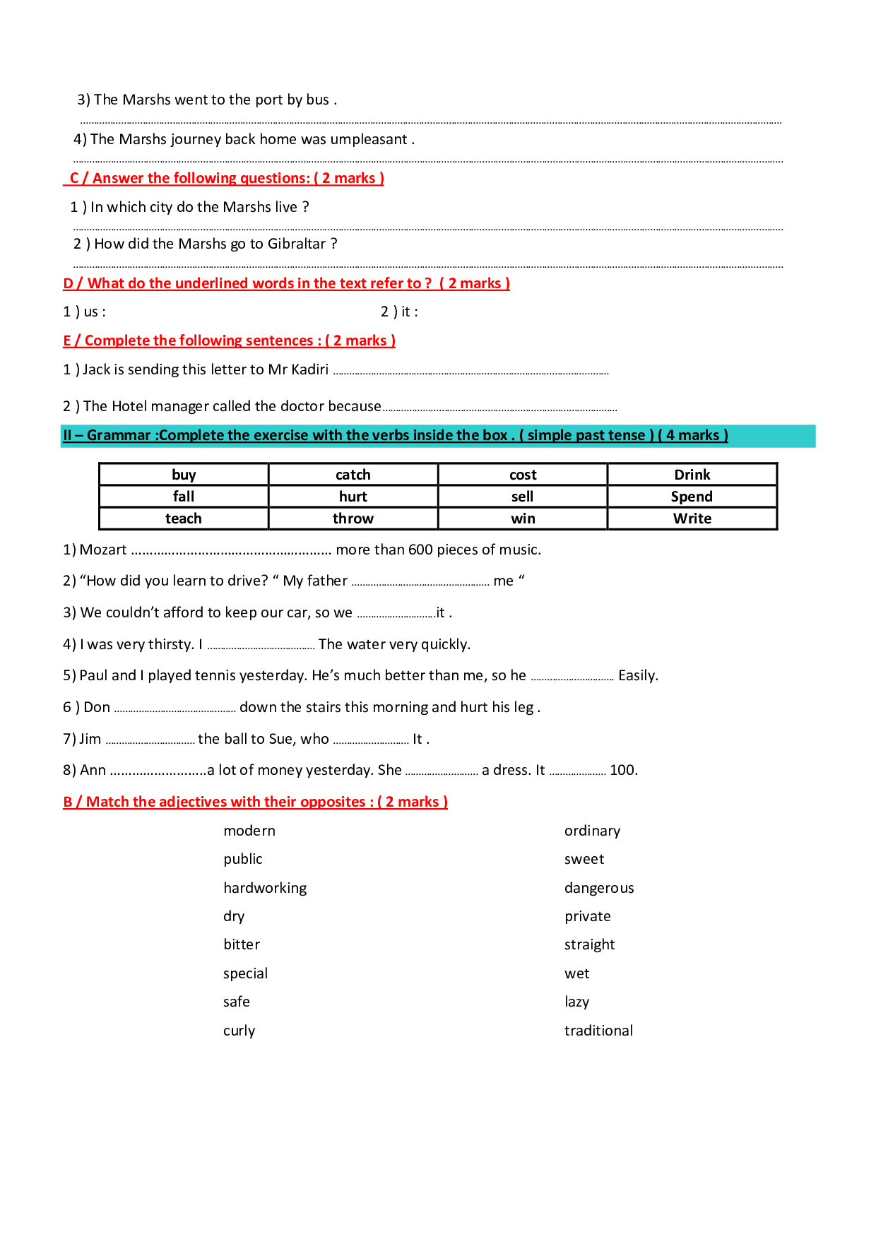 Test 1 Model 3 - English 3AC Second term - AlloSchool