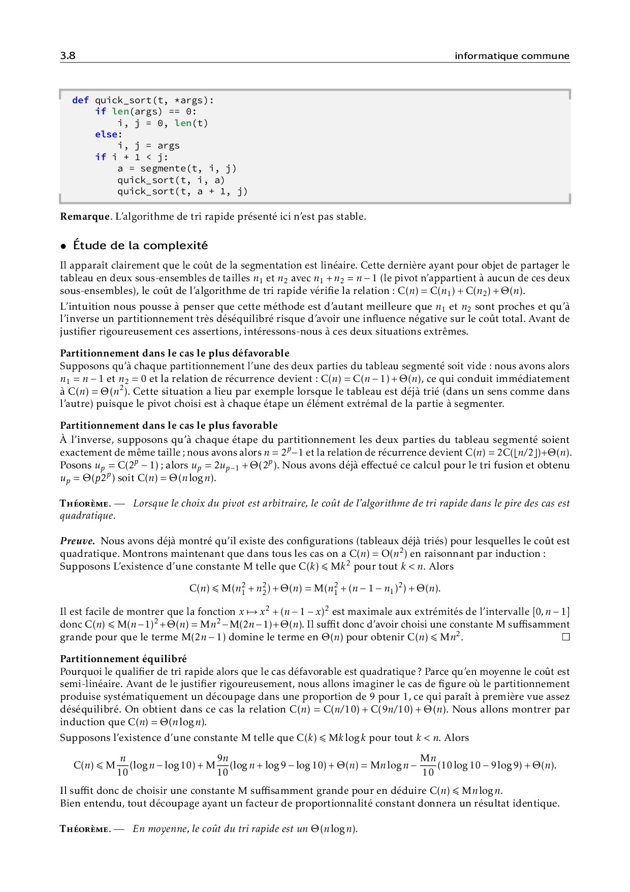 Algorithmes de tri - Cours et exercices - AlloSchool