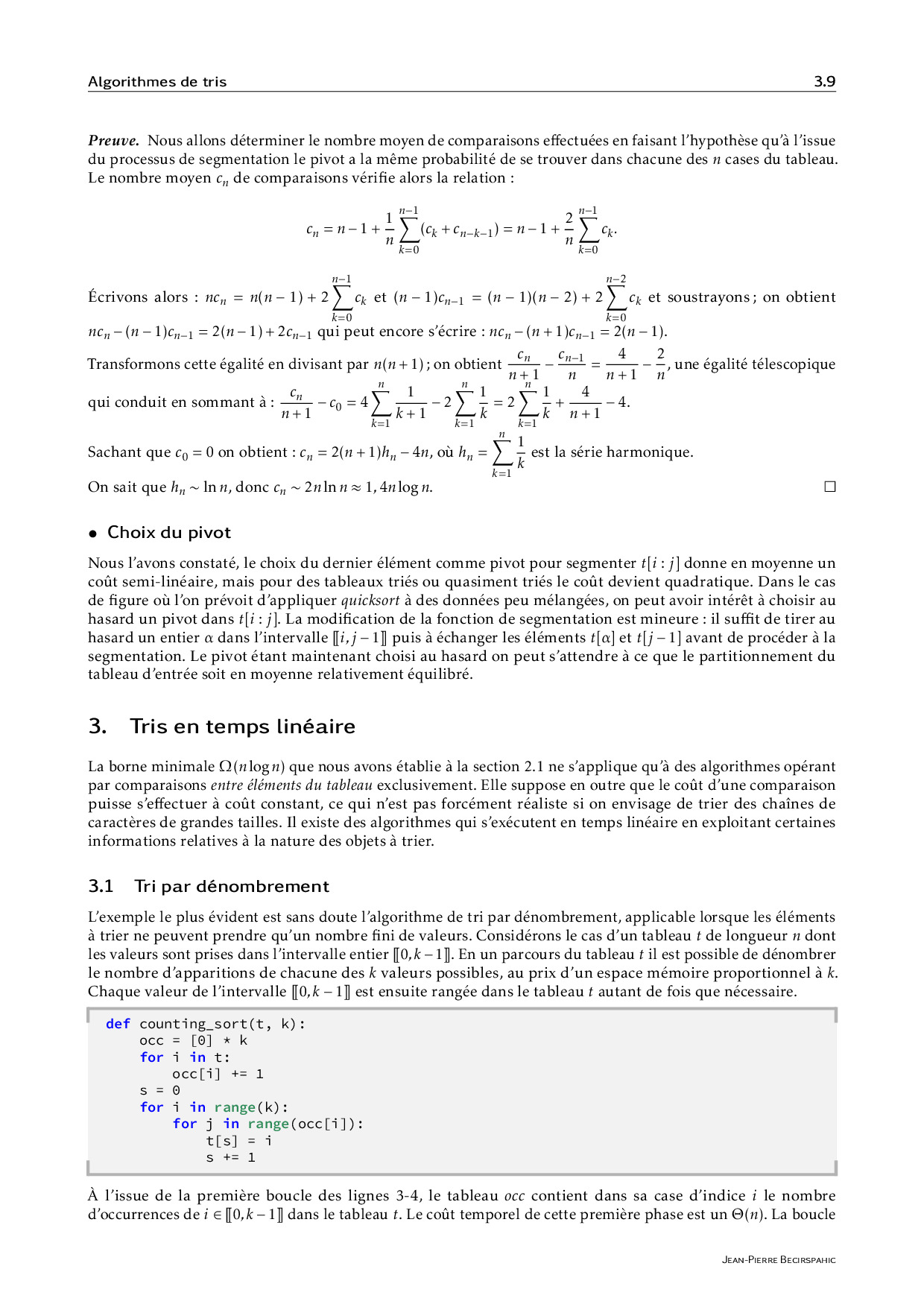 Algorithmes de tri - Cours et exercices - AlloSchool