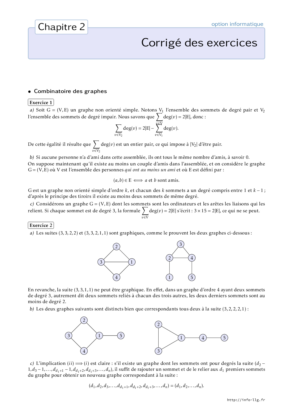 Graphes - Corrigé des exercices - AlloSchool
